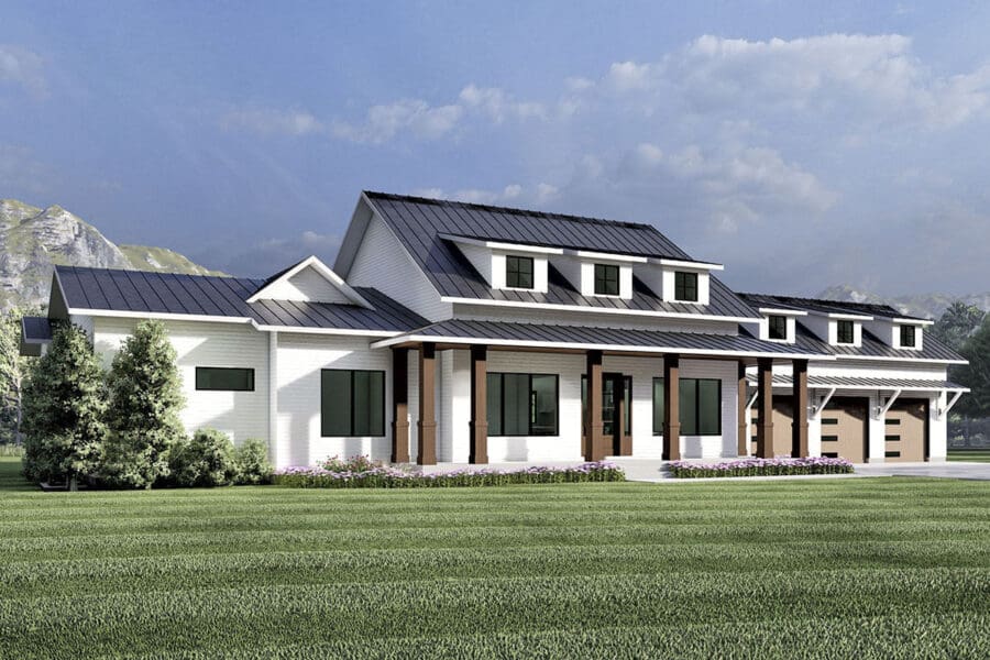 6-Bedroom Single-Story Modern Farmhouse Rambler House with Optional ...