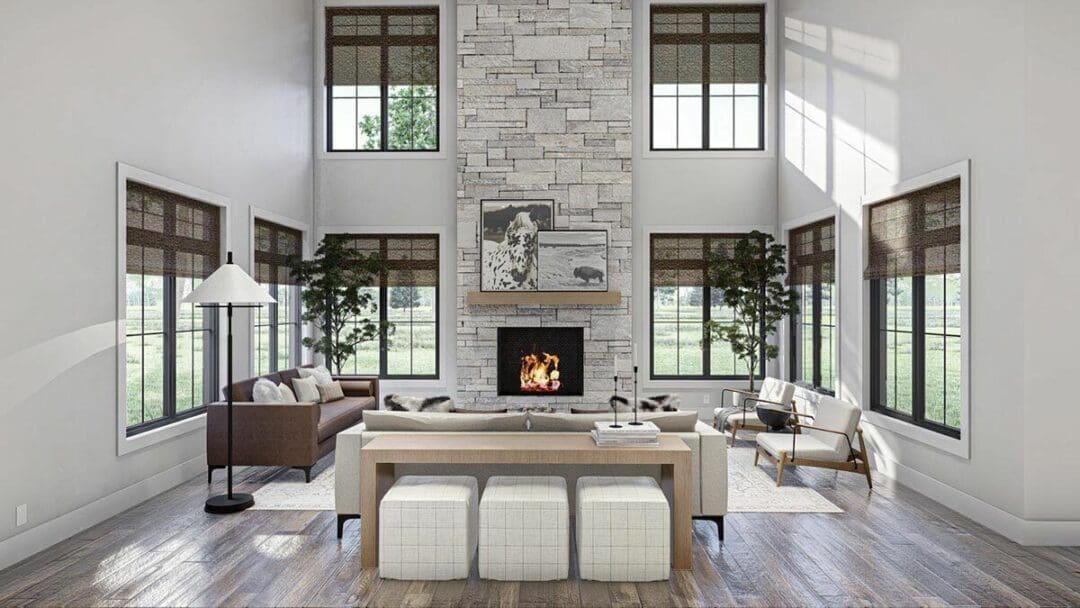 Open Concept 4-Bedroom 2-Story Barndominium House with Triple Porch ...
