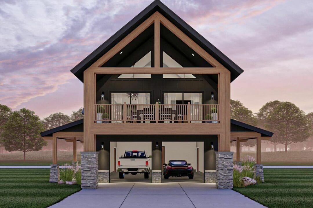 2-Bedroom 2-Story Barndominium-Style Carriage House Plan with Dual ...