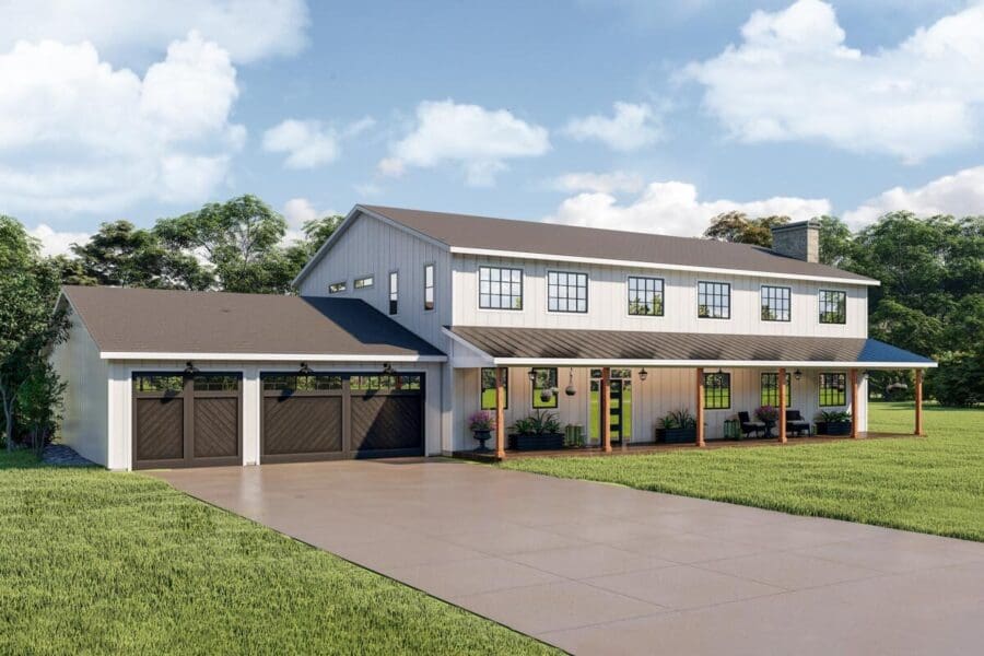 5-Bedroom 2-Story Barndominium Style with Man Cave Workshop (Floor Plan)