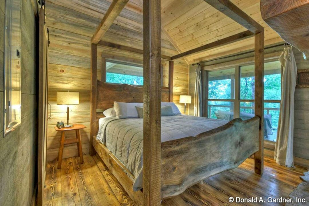 Tiny 1-Bedroom 1-Story Rustic Cabin with Wraparound Porch (Floor Plan)