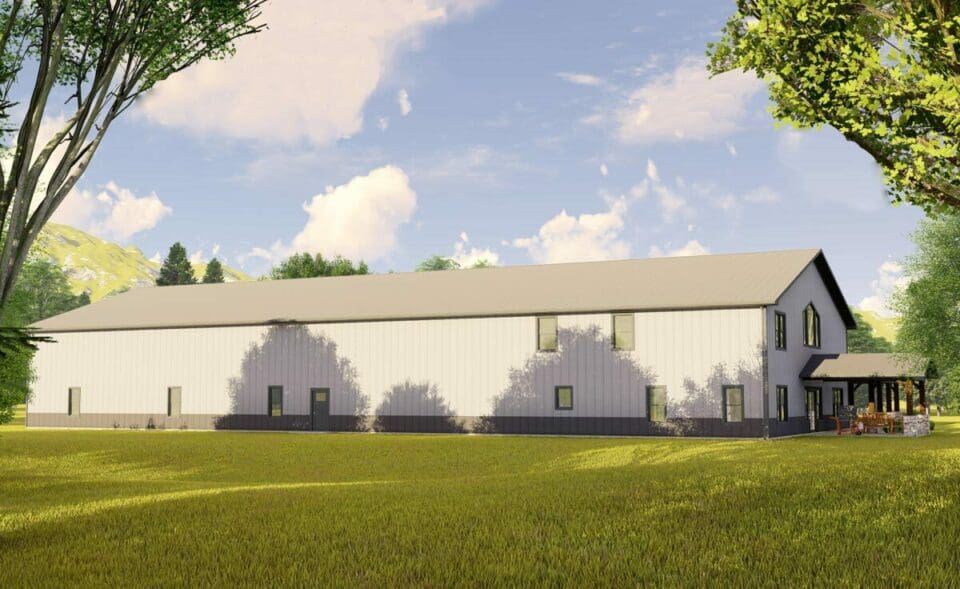 3-Bedroom Two-Story Barndominium Style Shouse with Two-story Great Room ...