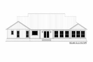 4-Bedroom 1-Story Modern Farmhouse with Symmetrical Facade (Floor Plan)