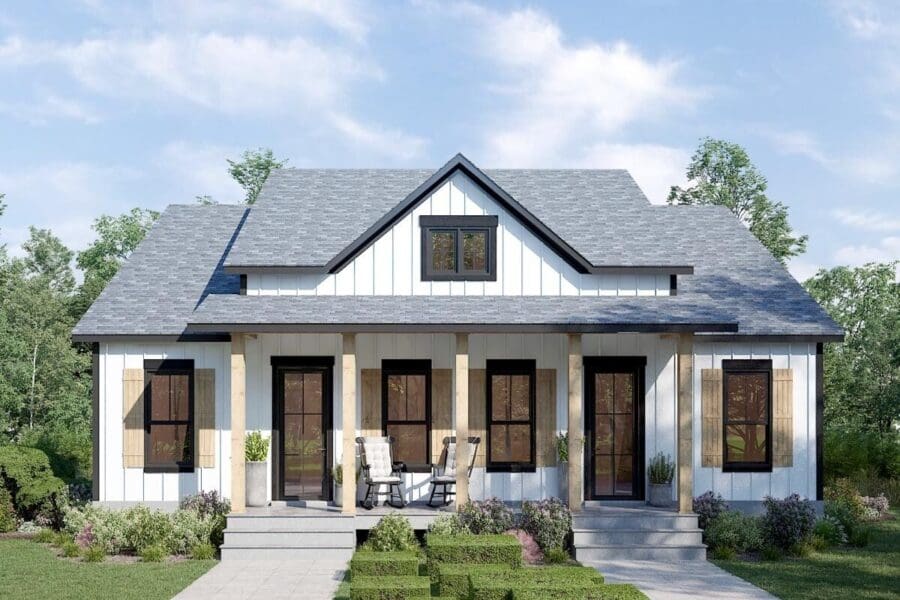 3-Bedroom Single-Story Modern Farmhouse Style Twin Duplex House with Open Concept Living (Floor ...