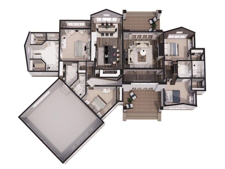 Expandable 4-Bedroom 2-Story Farmhouse with Gaming Loft Option (Floor Plan)