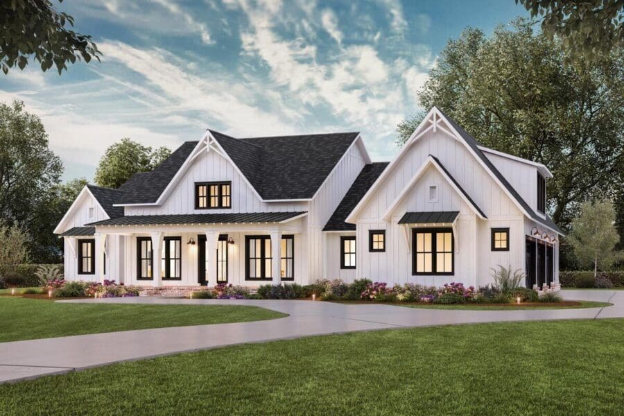 1-Story 4-Bedroom Modern Farmhouse with 3-Car Garage and Bonus ...