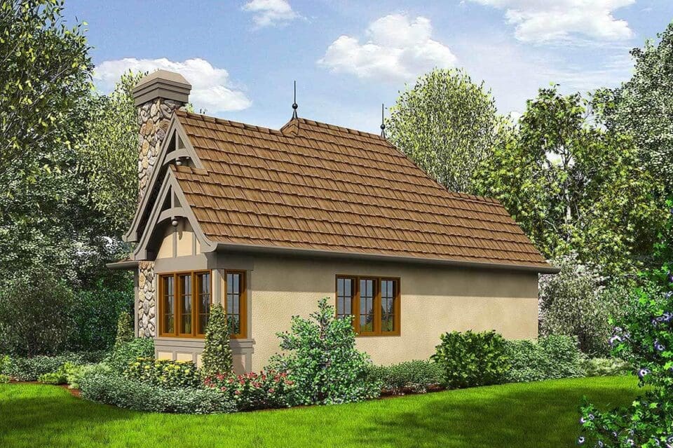 Single-Story 1-Bedroom Storybook Cottage with Cozy Fireplace (Floor Plan)