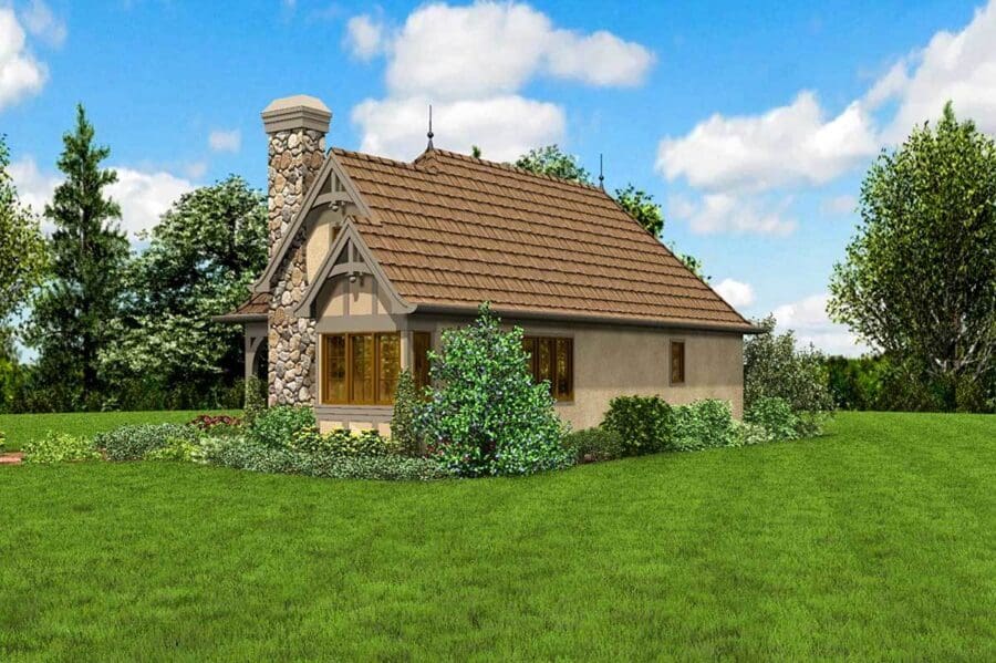 Tiny 2-Bedroom 1-Story Storybook Cottage House with Cozy Fireplace ...