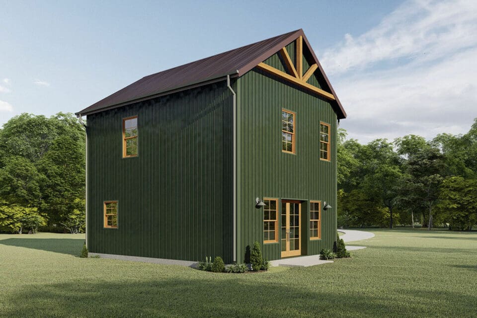 2-Bedroom Two-Story Rustic Barn House with Open Concept (Floor Plan)