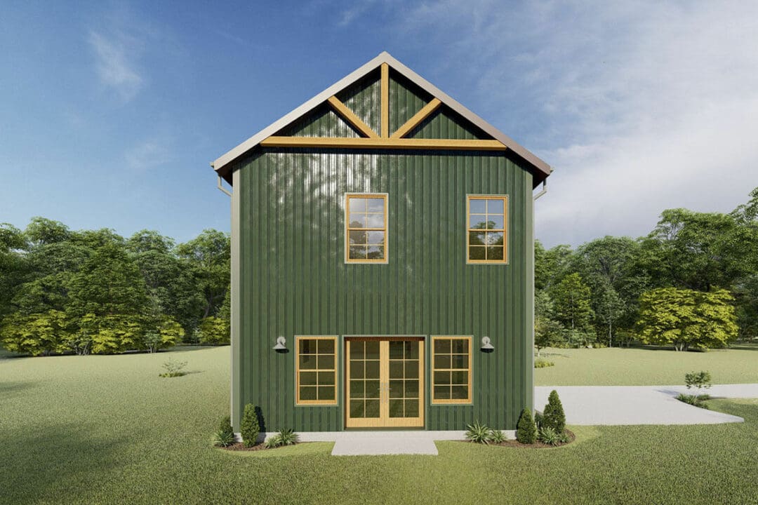 2-Bedroom Two-Story Rustic Barn House with Open Concept (Floor Plan)