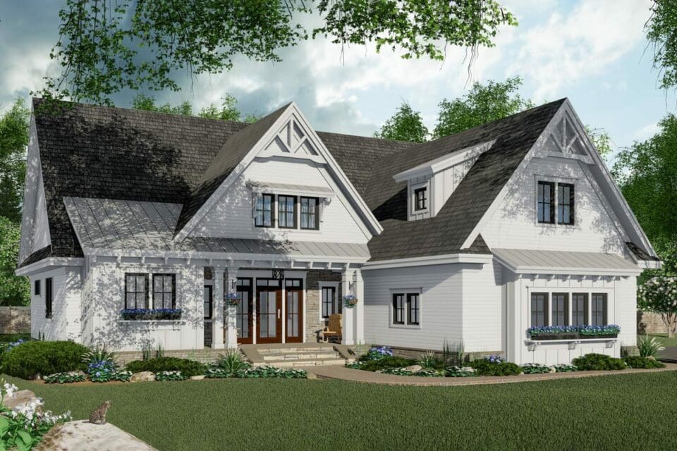 Dual-Story 3-Bedroom Modern Farmhouse with Multiple Garage Options ...