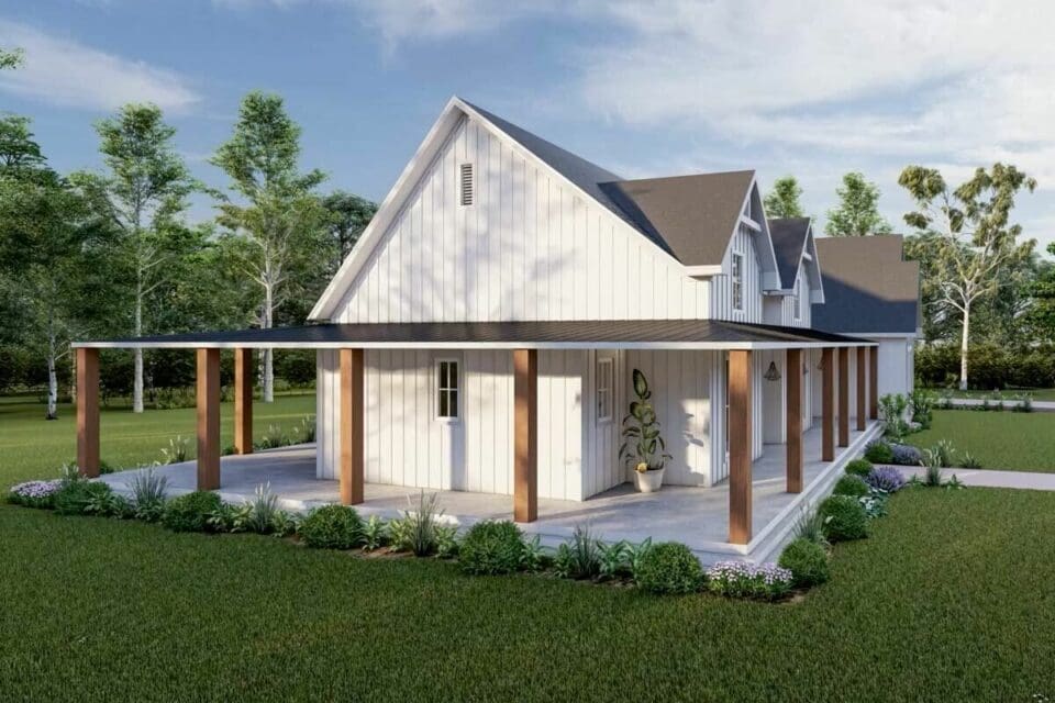 3-Bedroom Single-Story Modern Farmhouse with Full Wrap-Around Porch ...