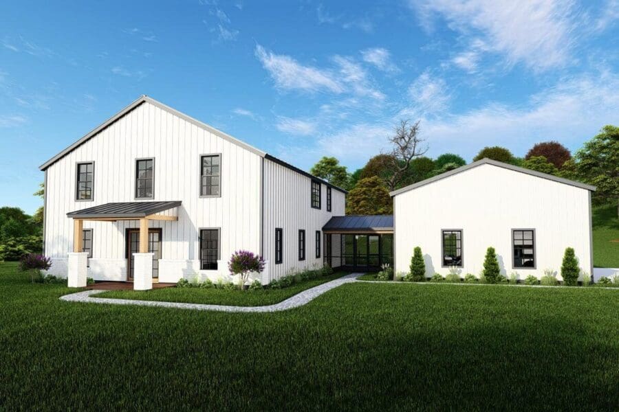 4-Bedroom Dual-Story Contemporary Rustic Barn House with Vaulted Living ...