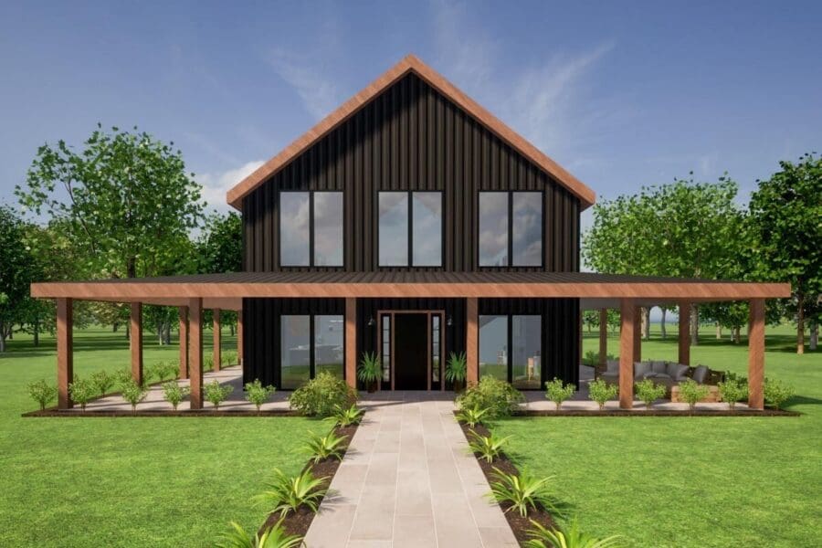 Country Rustic 3-Story 4-Bedroom Barndominium Style House with Dual ...