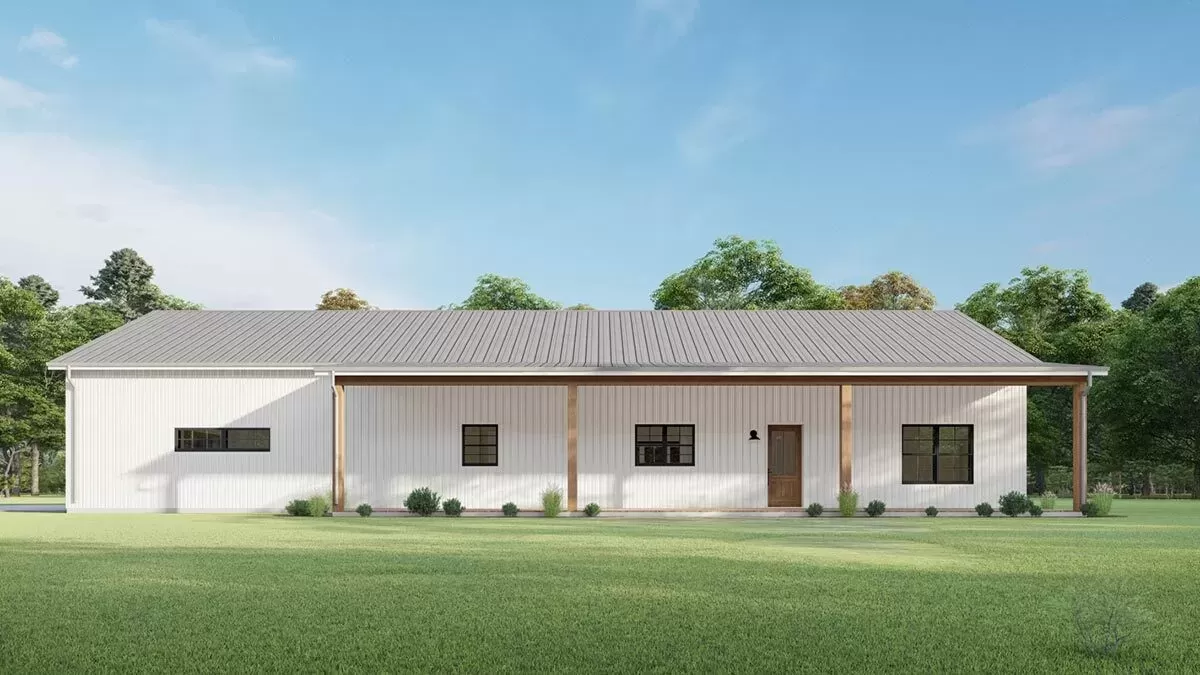4-Bedroom 1-Story Farmhouse Ranch Barn House with 10 Ft Deep Front ...