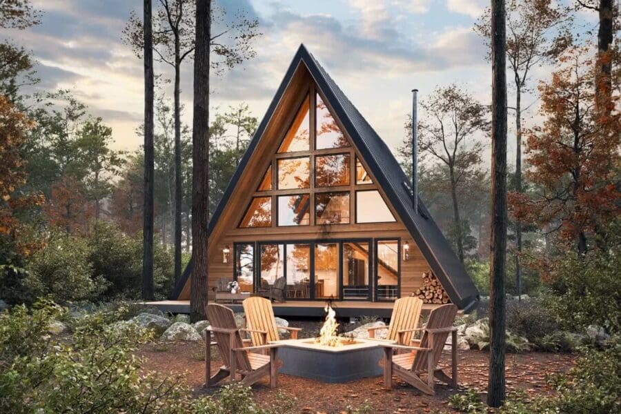 3-Bedroom 3-Story Modern A-Frame House with Ladder-Accessible 3rd Floor ...