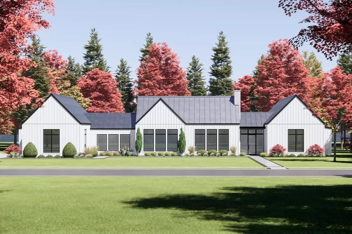 1-Story 4-Bedroom Modern Ranch Home with 3-Car Extended Garage (Floor Plan)