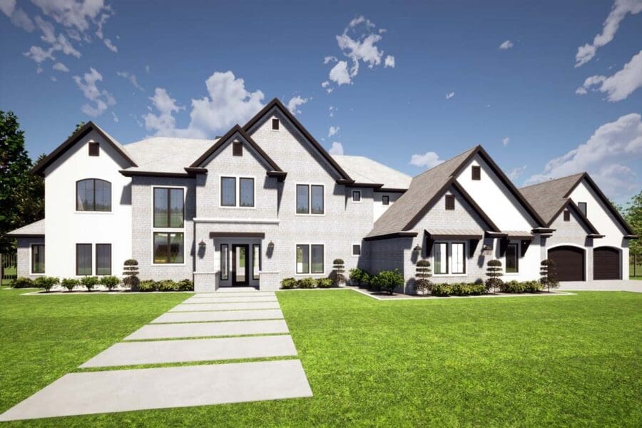 Two-Story 5-Bedroom New American House with Two Home Offices (Floor Plan)