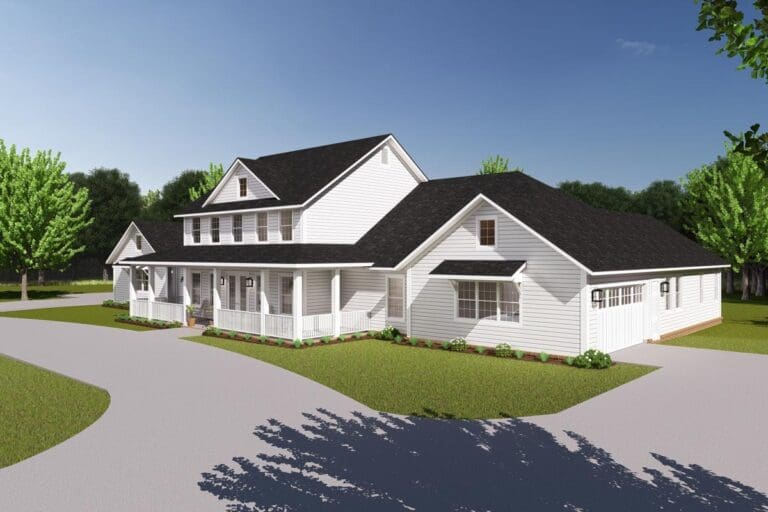 6-Bedroom 2-Story Multi-Generational Farmhouse with Split Living Wings ...