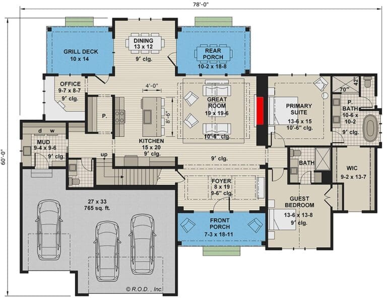 4 Bedroom 2 Story New American with Flexible Bedrooms and Front or Side ...