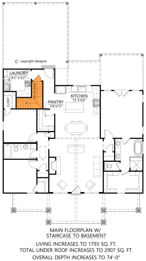 Charming 3-Bed 1-Story Farmhouse with Side-Entry Carport (Floor Plan)