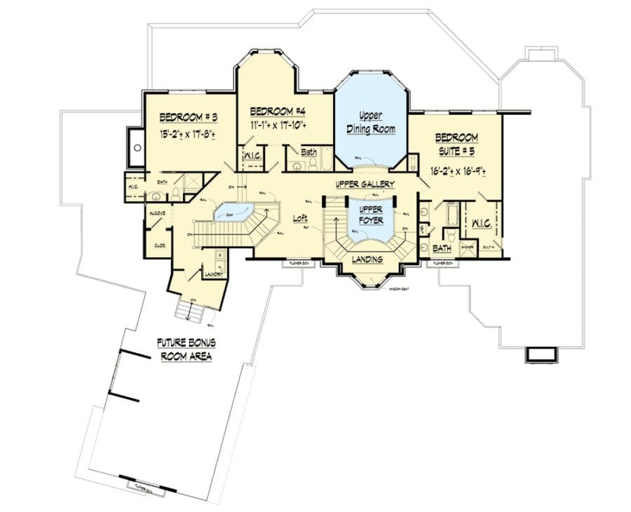 6-Bedroom 2-Story Luxury Home with Angled Courtyard Garage (Floor Plan)