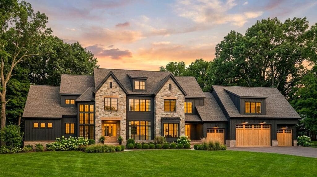 6-Bedroom 2-Story European Modern Farmhouse with Loft and 4-Car Garage ...
